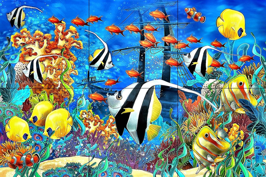 Tropical Fish Murals Home Decor Wall Murals Backsplash Interior Design ...
