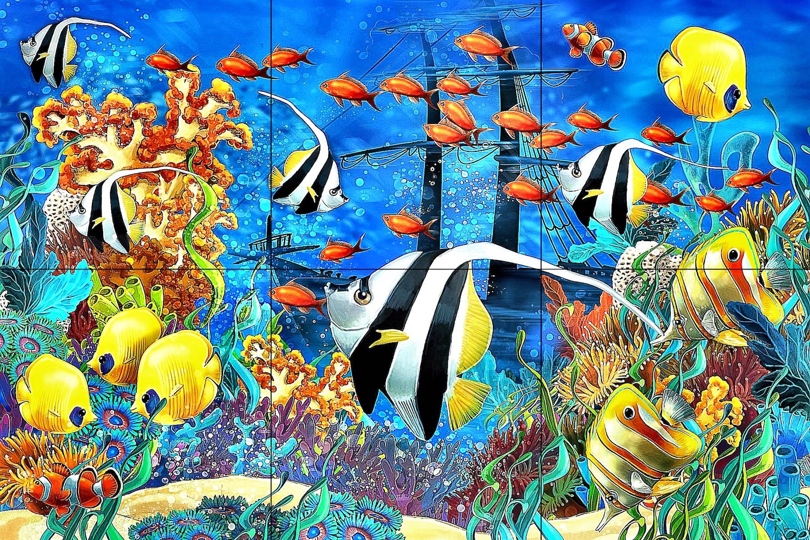 Tropical Fish Murals Home Decor Wall Murals Backsplash Interior Design ...
