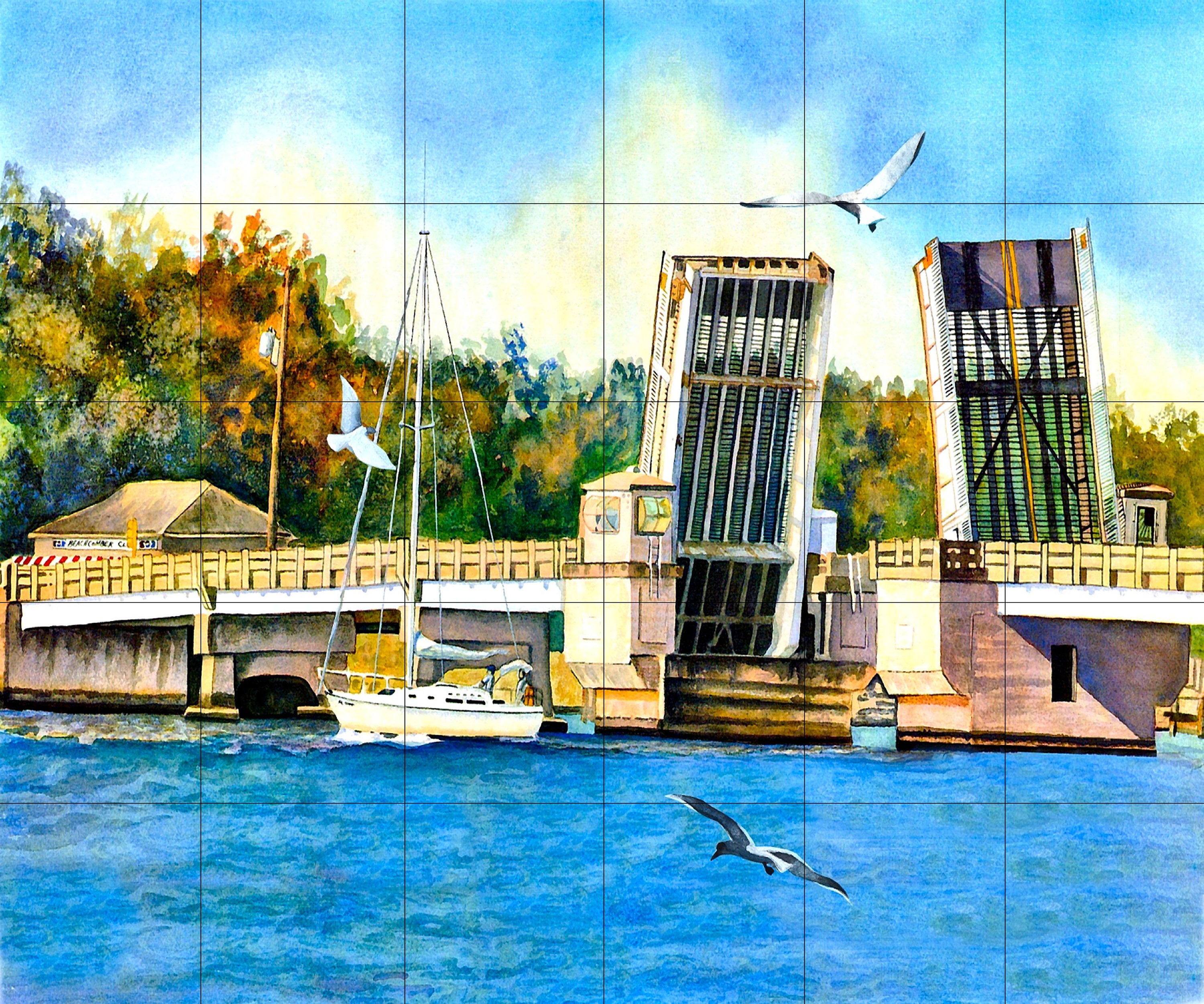 Old Dog River Bridge 1 Home Decor Wall Murals Backsplash Lighthouses ...