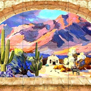 Desert 8 Tile Murals Home Decor Wall Murals Backsplash Southwestern Art ...