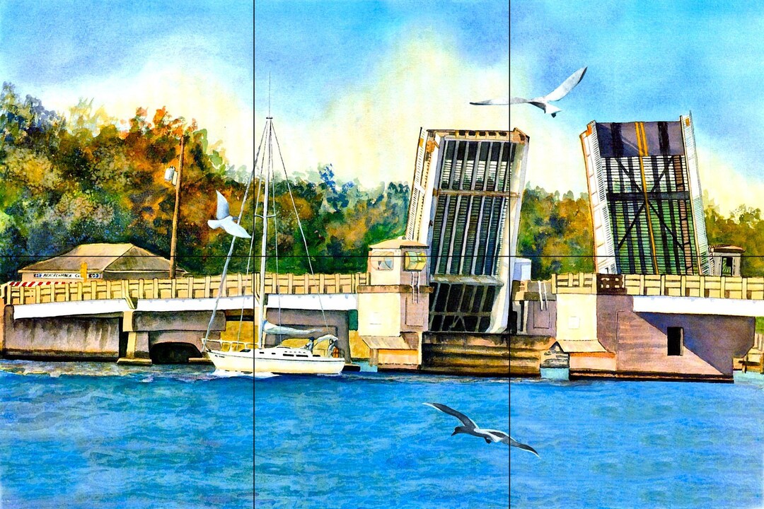 Old Dog River Bridge 1 Home Decor Wall Murals Backsplash Lighthouses ...