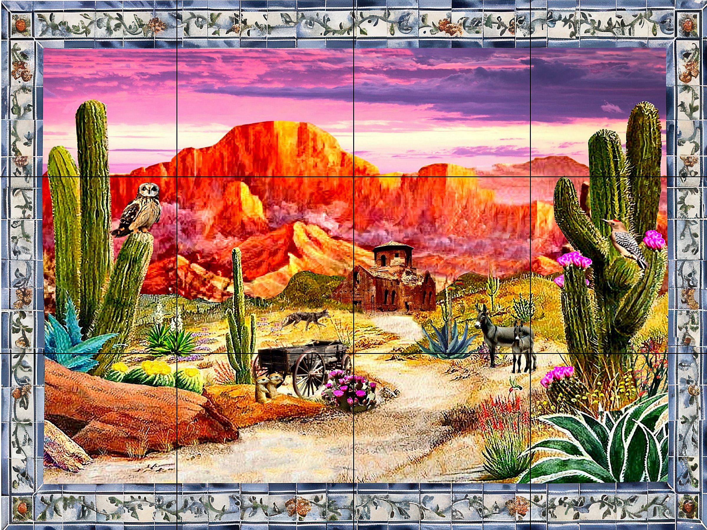 Desert 7 Tile Murals Home Decor Wall Murals Backsplash Southwestern Art ...