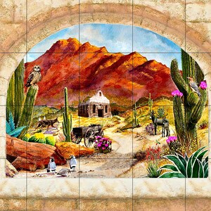 Desert Mural 3 Southwestern Art Home Decor Interior Design Kitchen ...
