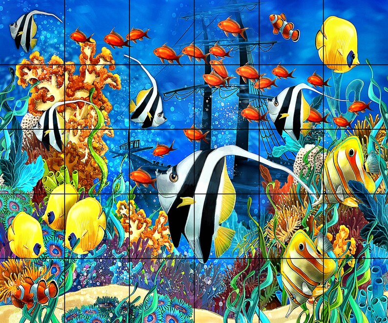 Tropical Fish Murals Home Decor Wall Murals Backsplash Interior Design ...