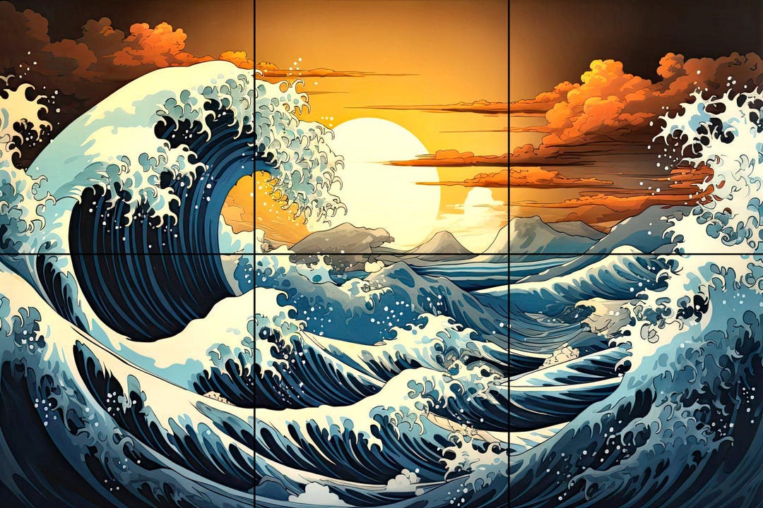 Ocean Wave 2 Tile Mural Home Decor Wall Murals Backsplash Murals Nature ...
