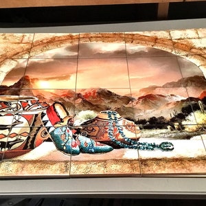 Desert 2 Tile Mural Desert Scenes Southwestern Art Home Decor Interior ...