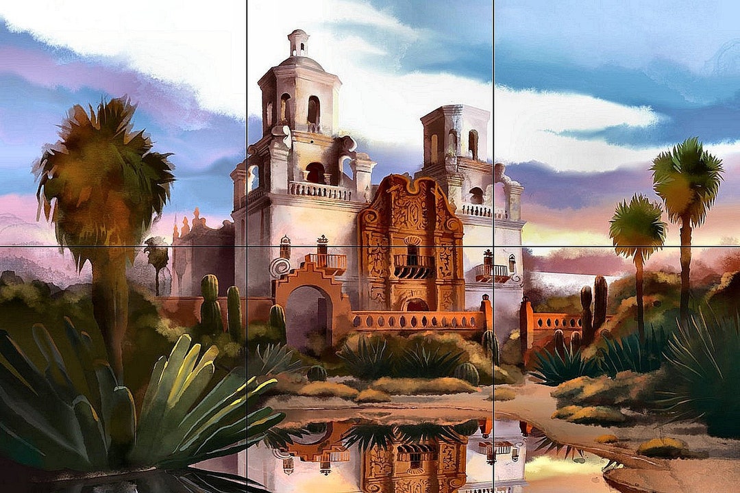 Desert 12 Tile Murals San Xavier Del Bac Mission Desert Murals Home ...