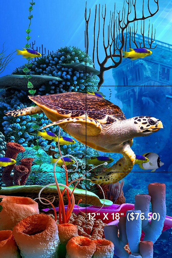 Sea Turtle Murals Home Decor Wall Murals Backsplash Underwater | Etsy