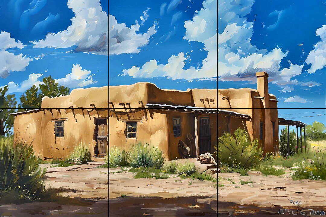 Desert Landscape Mural 5 Tile Murals Desert Scenes Southwestern Art ...