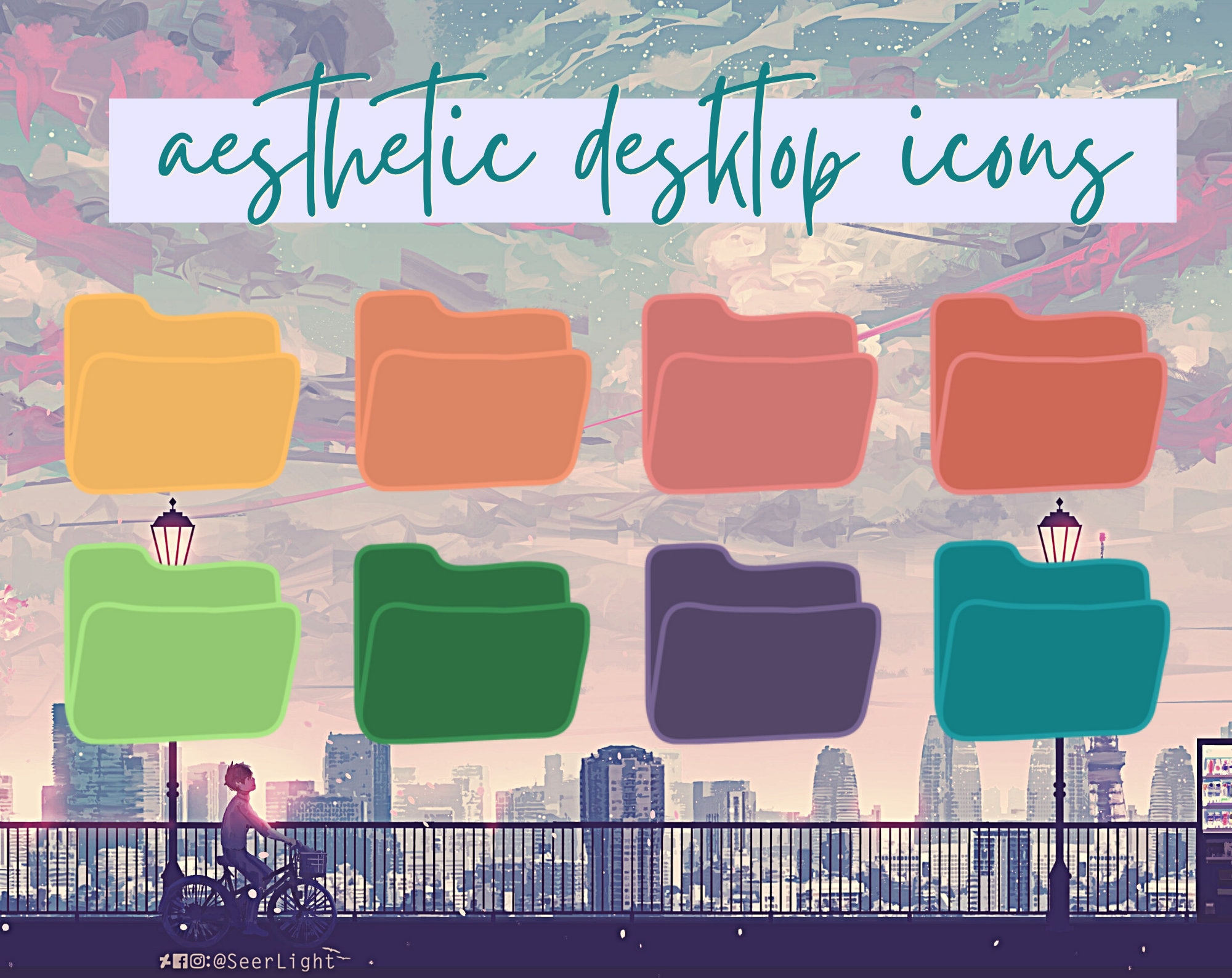 Aesthetic Fun Desktop Folder Icons Folder Icons for Mac & - Etsy UK
