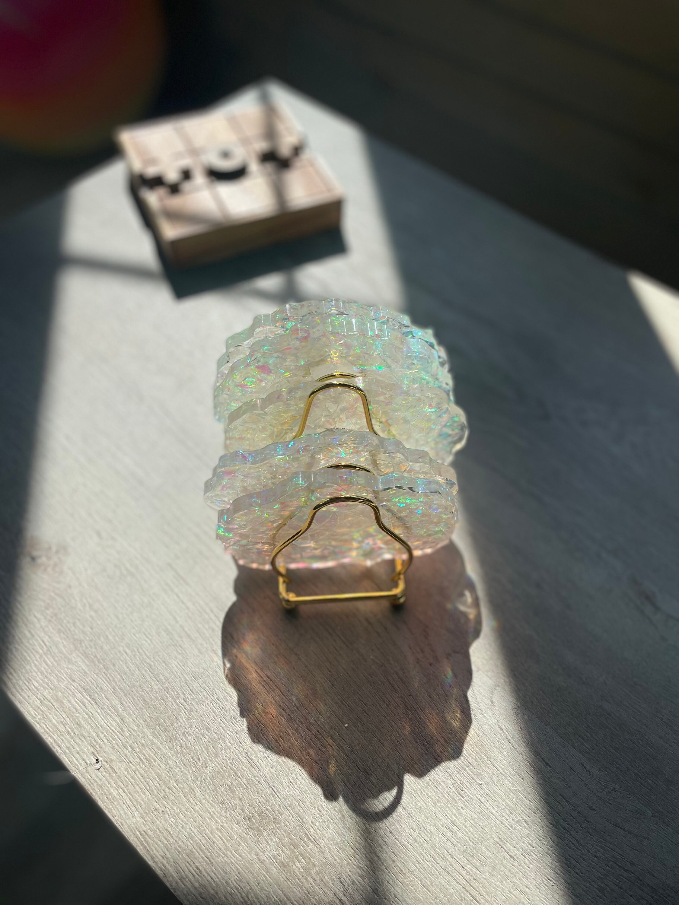 Clear Illuminated Holographic Coaster Set of 6.(with Out Stand) Wine ...