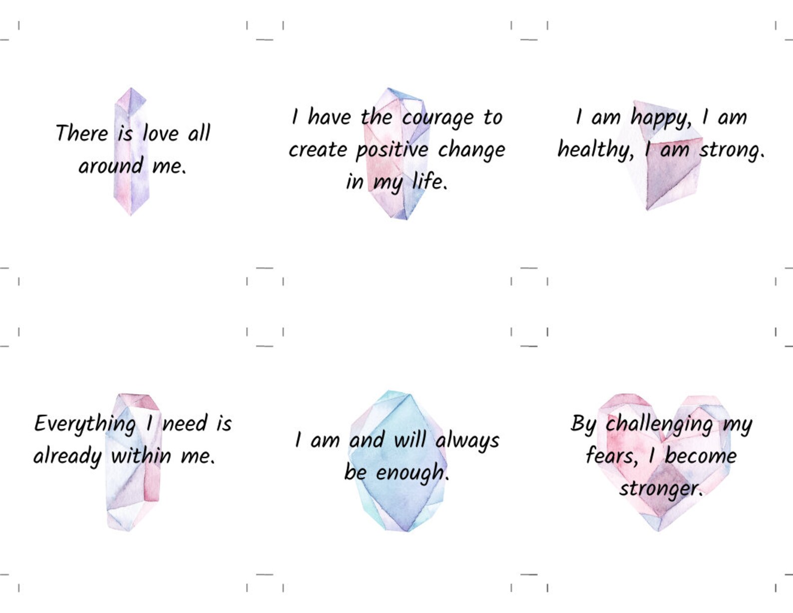 10 Positive Daily Printable Affirmation Cards | Crystal Affirmation ...