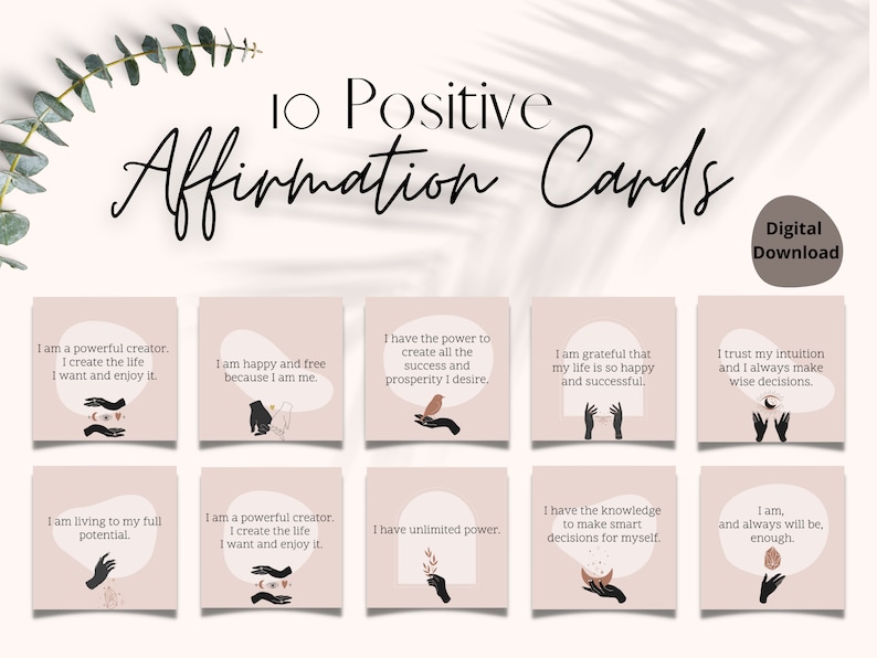 Boho Affirmation Cards Printable | Affirmations | Positivity Cards ...
