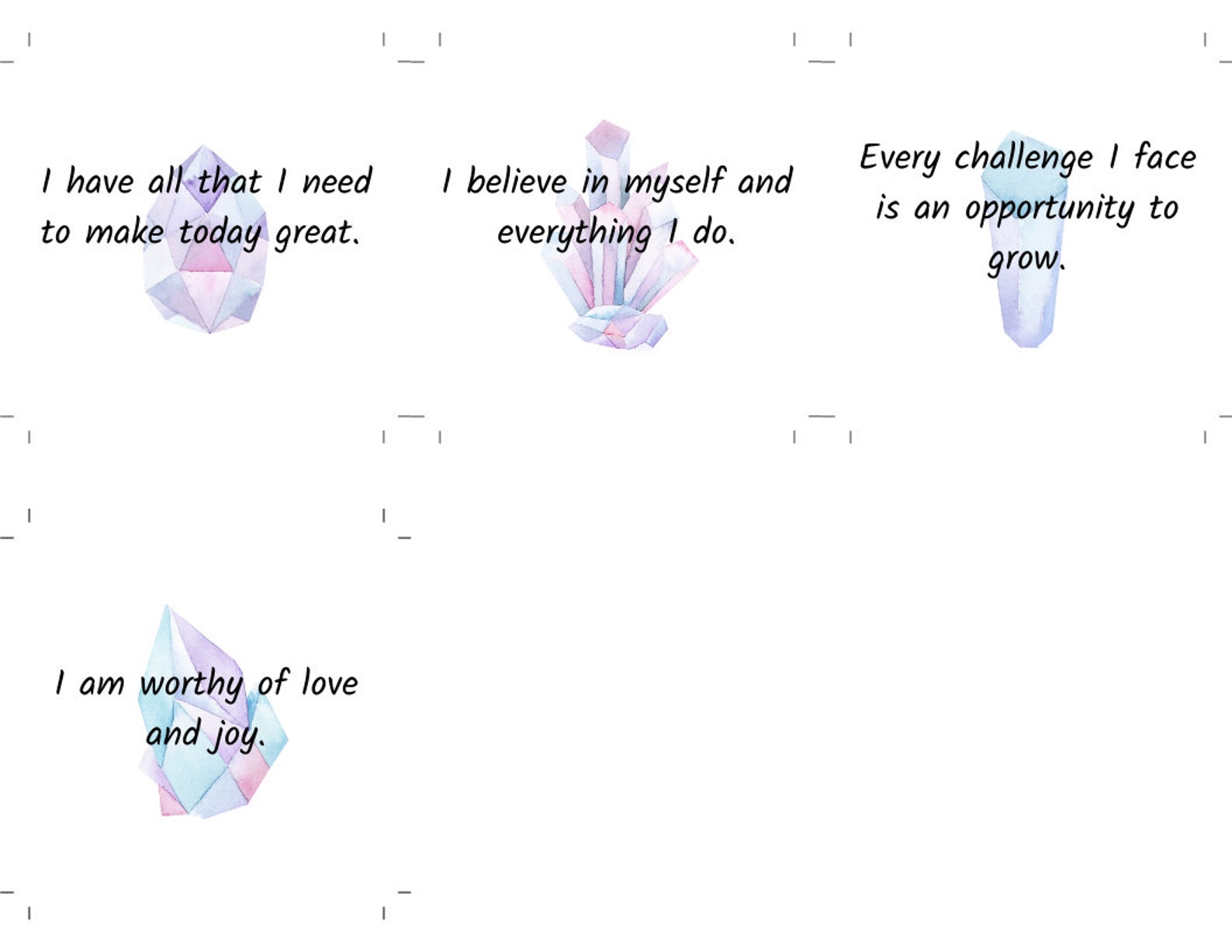 10 Positive Daily Printable Affirmation Cards Crystal - Etsy