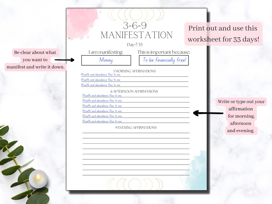 Manifestation Journal Printable Journal Law of Attraction Workbook ...