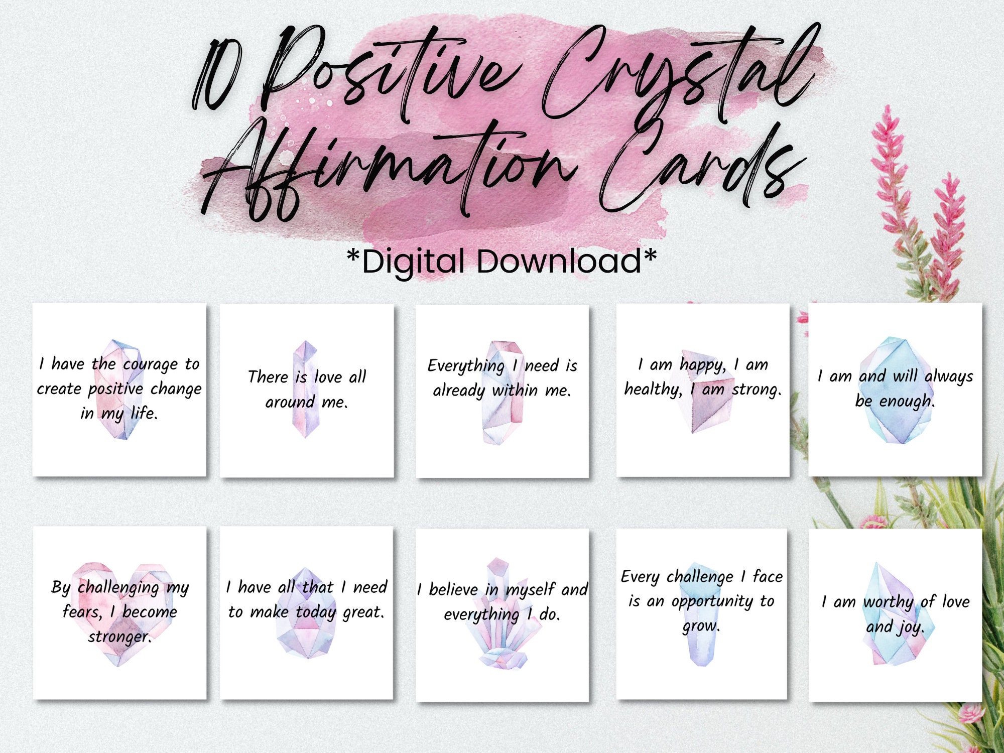10 Positive Daily Printable Affirmation Cards | Crystal Affirmation ...
