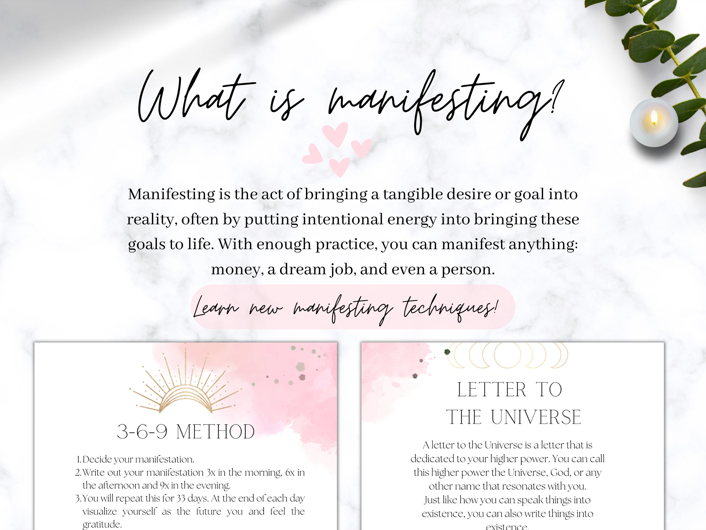 Manifestation Journal Printable Journal Law of Attraction Workbook ...