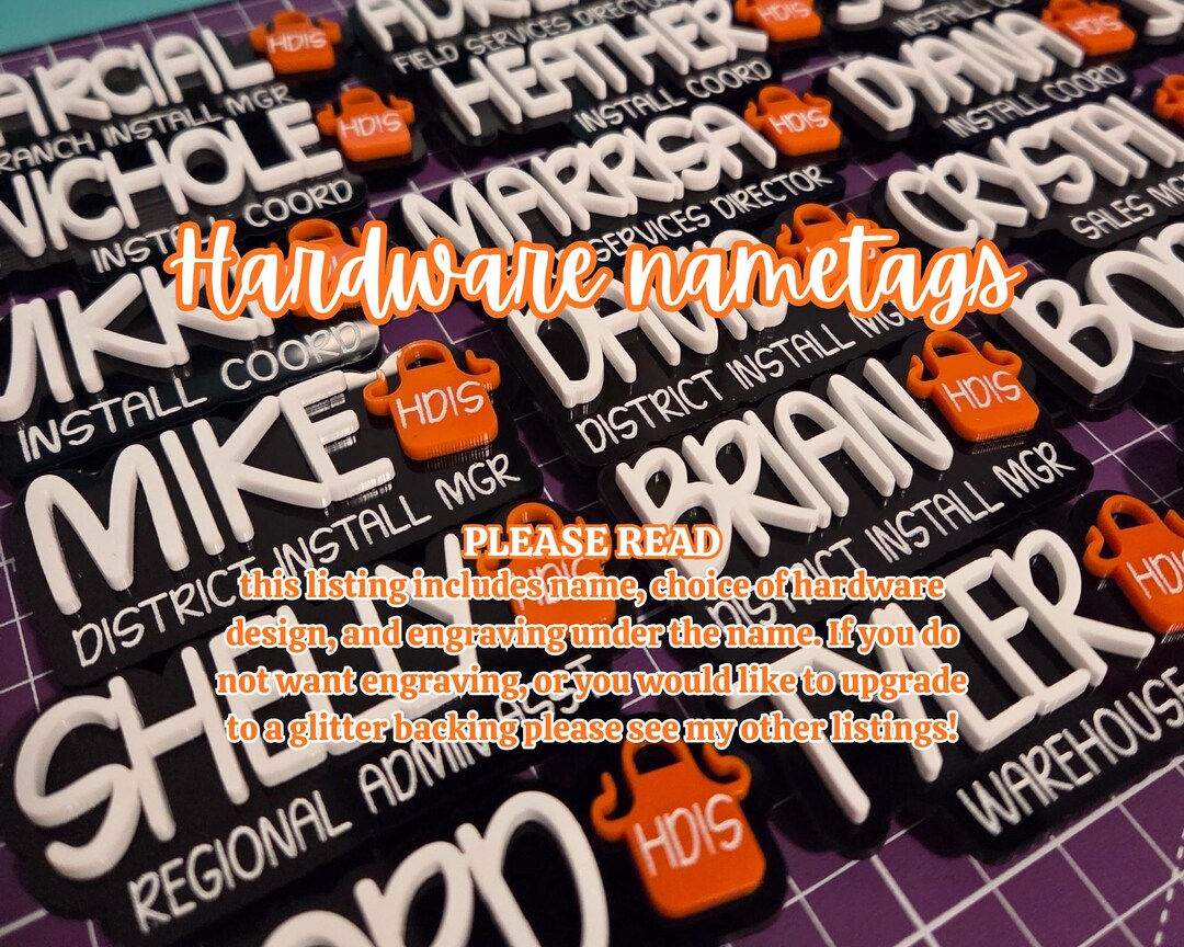 Hardware Name-tags | Includes ENGRAVING - Etsy
