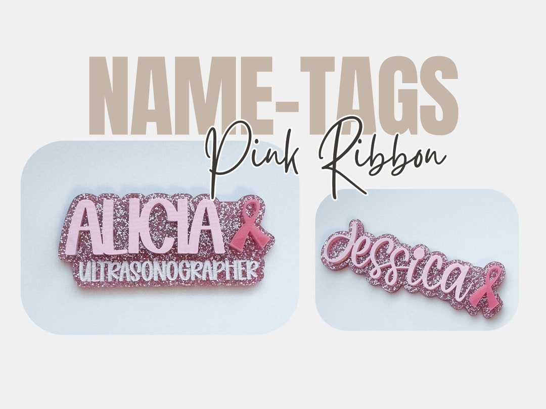 Pink Ribbon Name-tags - Etsy