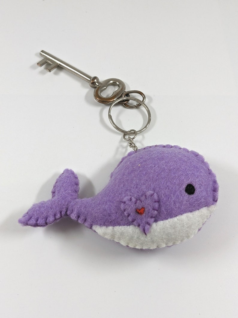 Handmade Whale Felt Key Ring Present for Family, Friend, Animal Lover ...