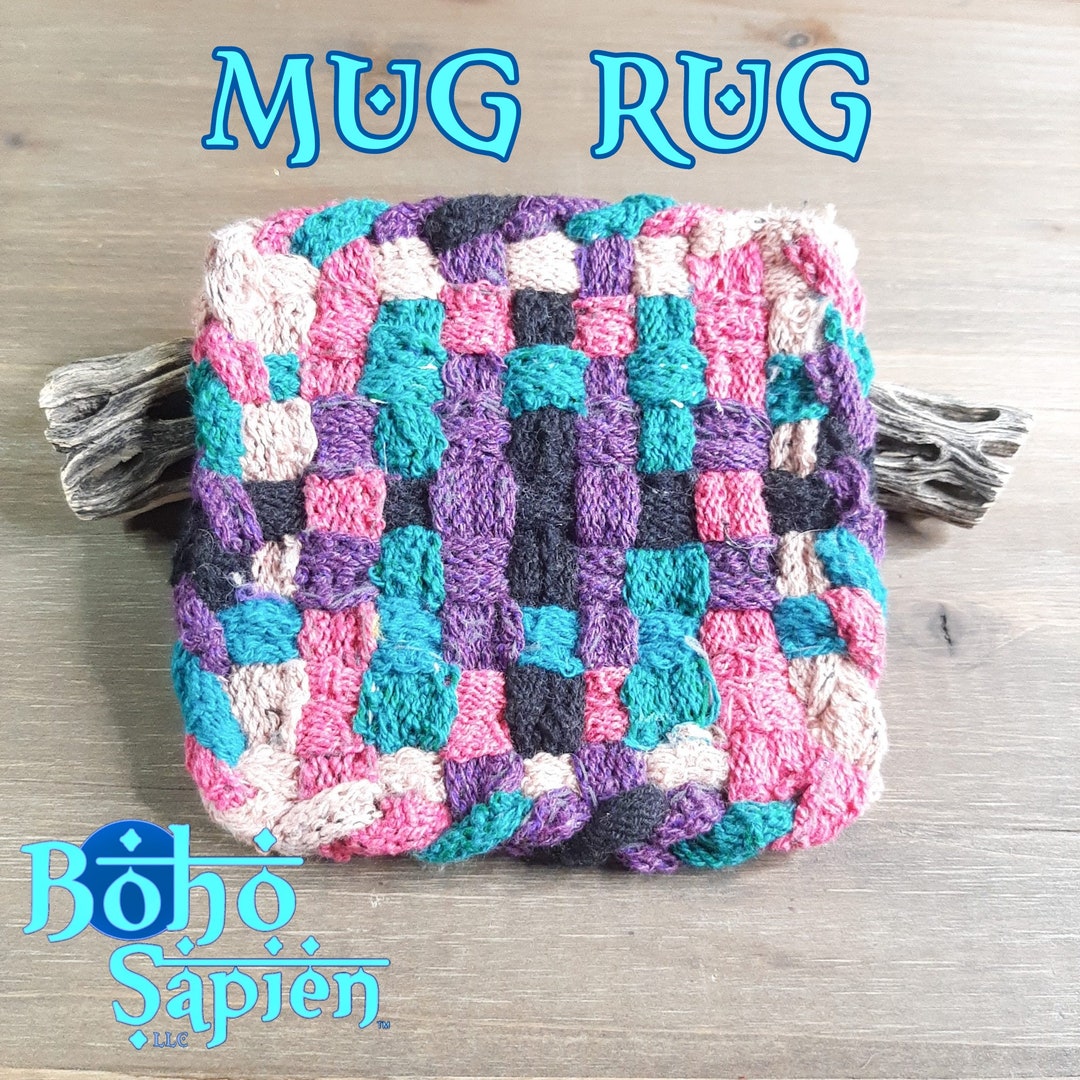 Turquoise Purple Black Pink Rag Rug for Your Mug Eco-friendly Craft NO ...