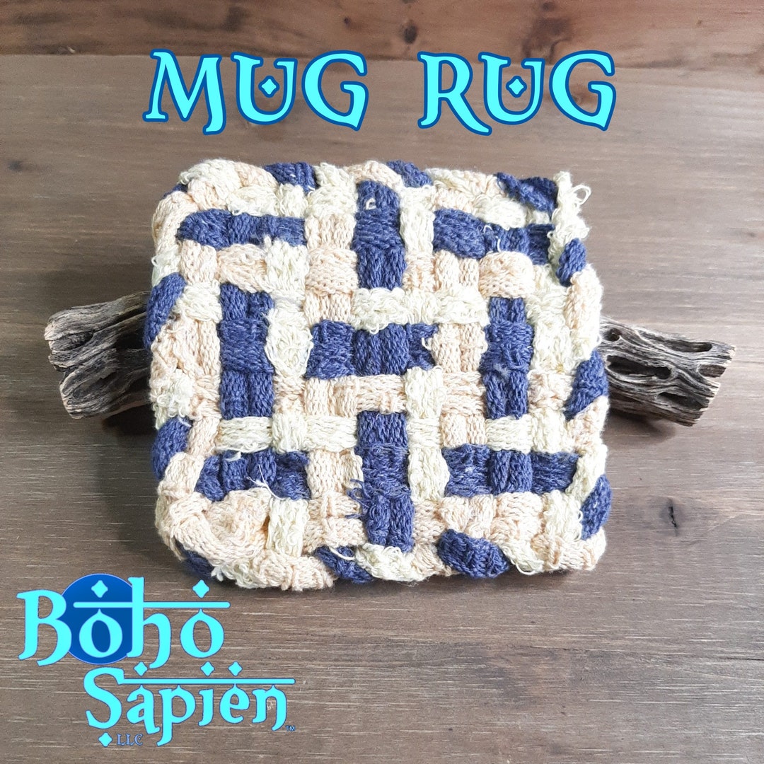 Blue Yellow and White Rag Rug for Your Mug Eco-friendly Craft NO ...