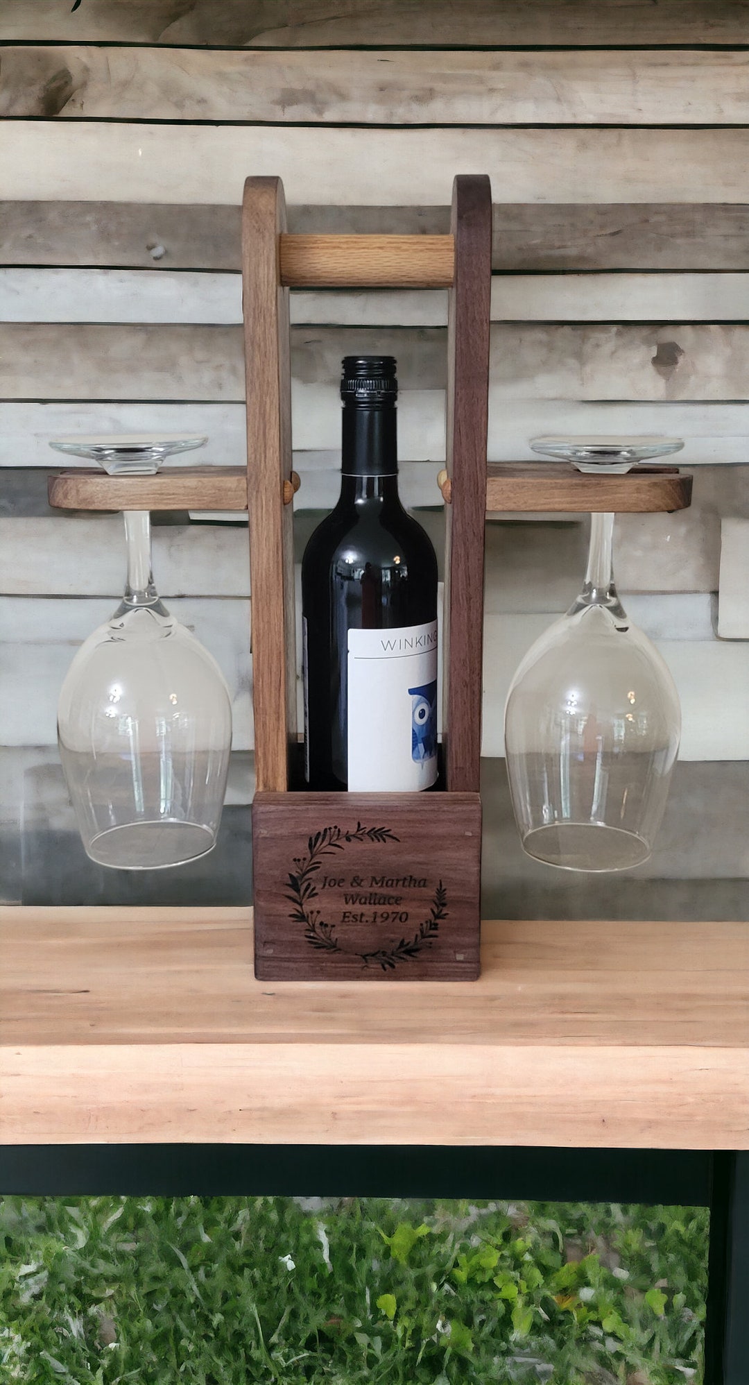 Hand-crafted Wine Bottle Holder, Personalized Wine Caddy, Wine Carry ...