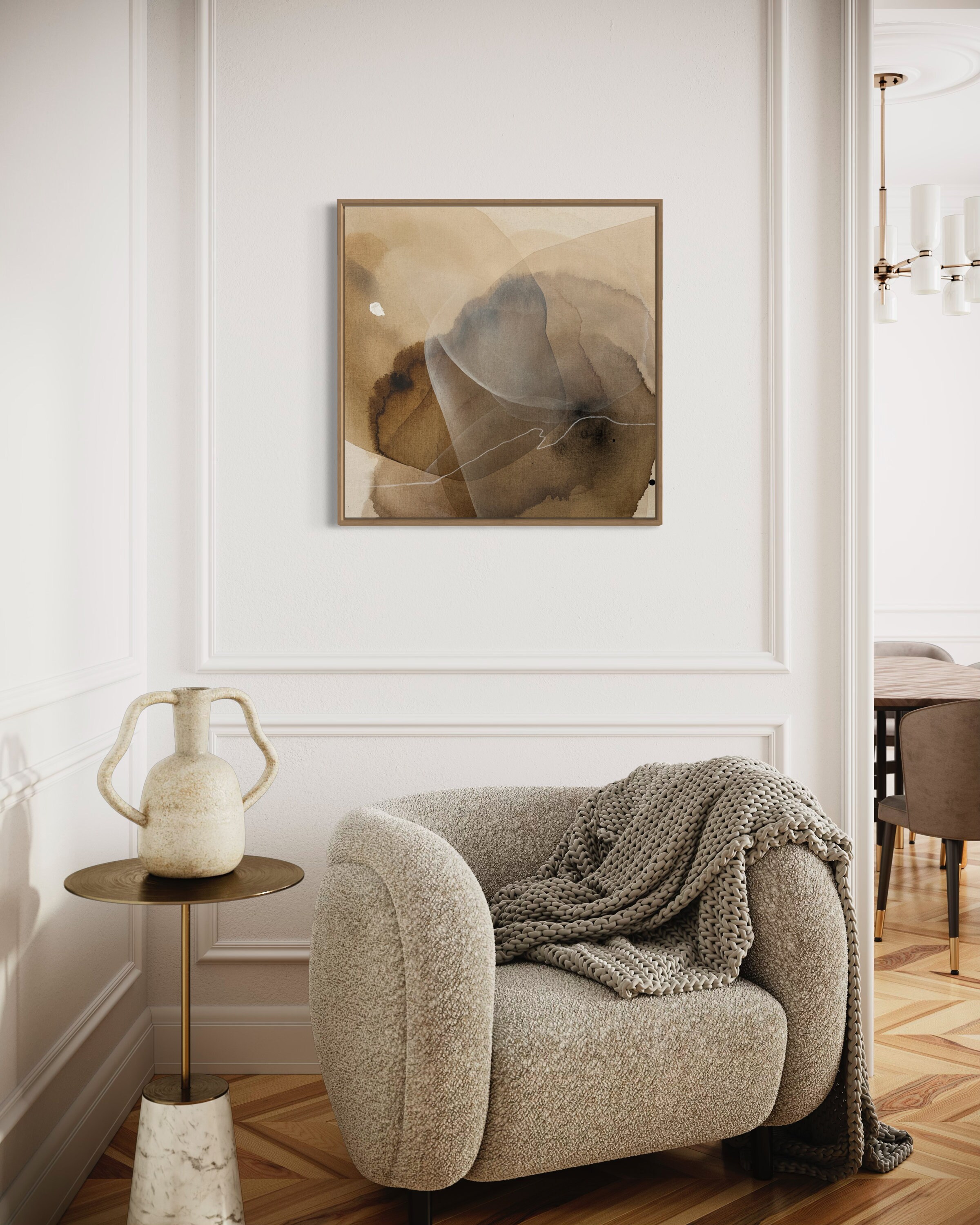 Original Abstract Painting, Neutral Art, Large Abstract Art, Raw Canvas ...