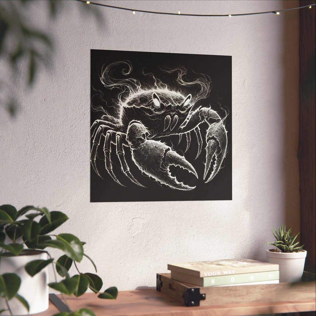 Cancer Dark Academia Astrology Zodiac Gothic Wall Art, Macabre Art ...