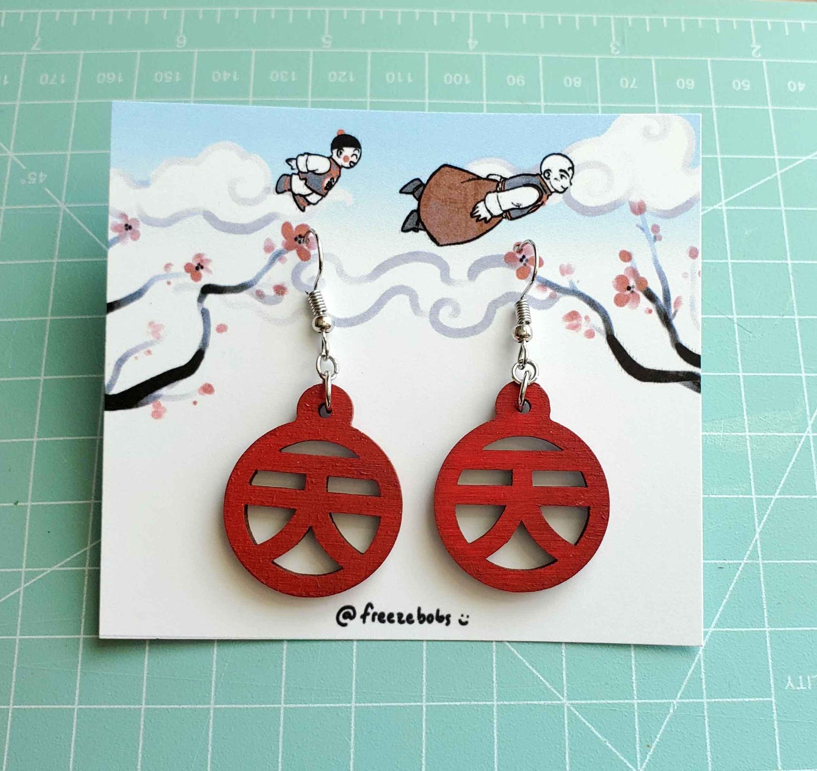 Dragon Ball Super Tenshinhan (tien) Inspired Chinese Character Earrings ...