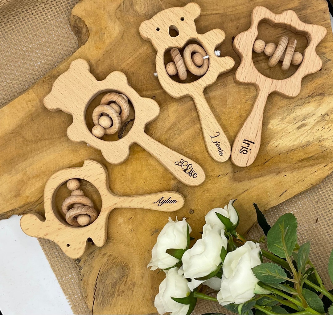 Personalized Wooden Rattle With Name - Etsy