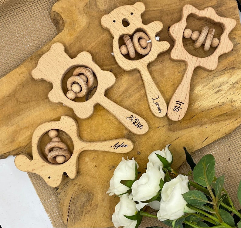 Personalized Wooden Rattle With Name - Etsy