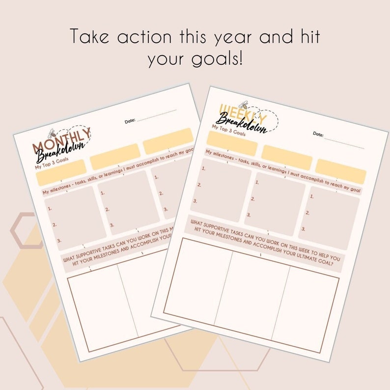Yearly Goal Worksheet: Template, Undated, Goodnotes Journal and Goal ...
