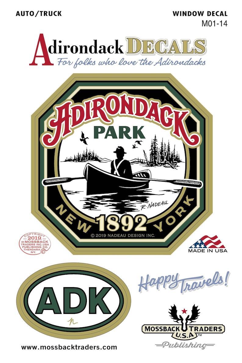Adirondack Park Man in Guide Boat Sticker | 3 Inch Sticker | Vinyl ...