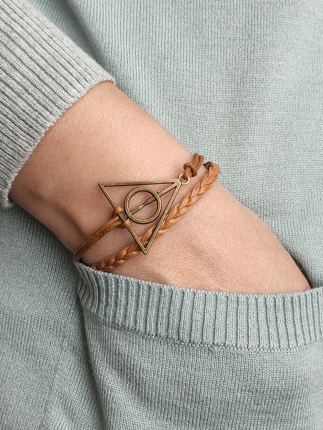 Leather Bracelets, Pyramid Symbol Bracelet, Brown Leather Bracelet ...