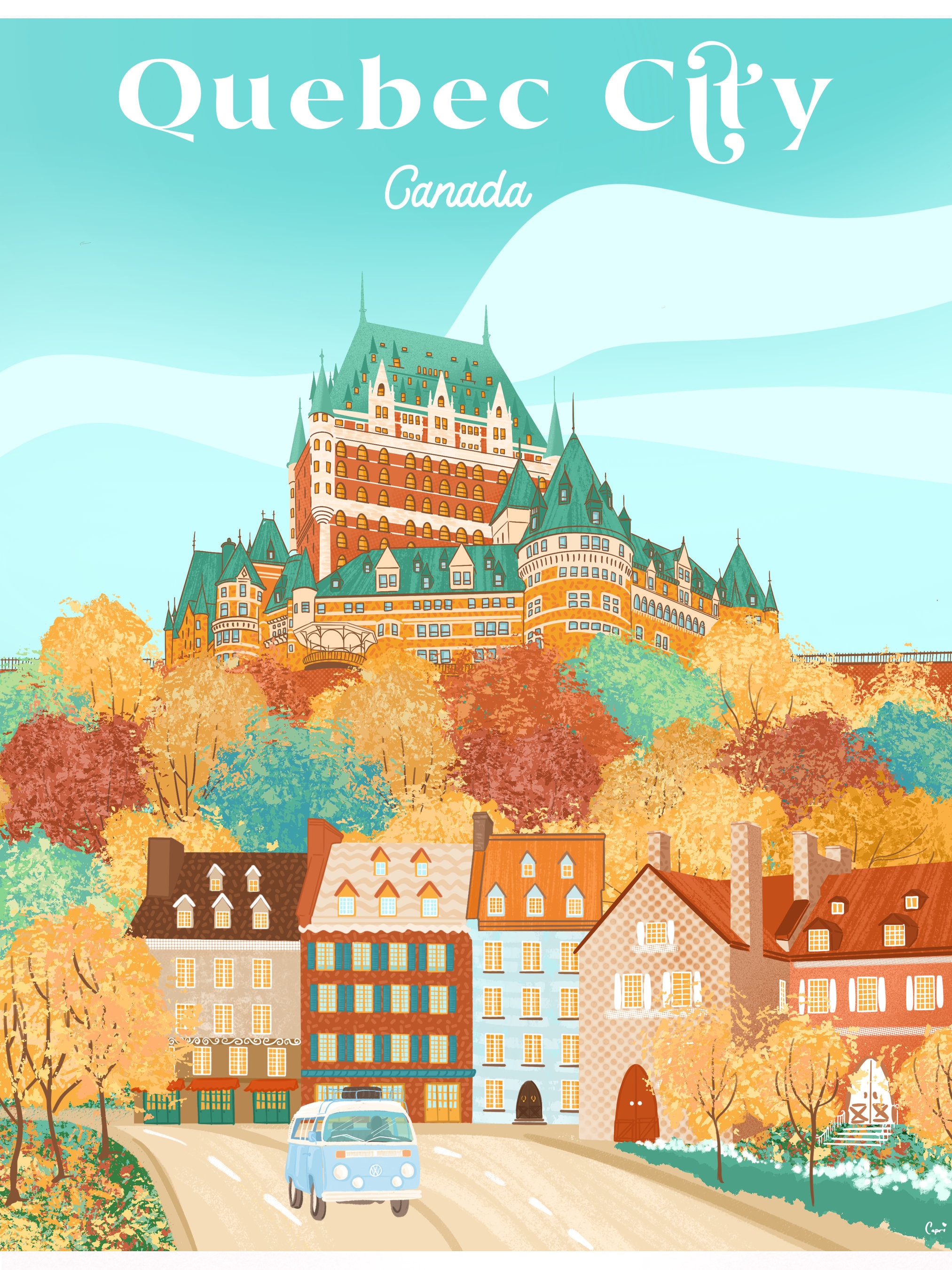 Quebec City Poster, Quebec Print, Old Quebec Art, Wall Hanging, Canada ...