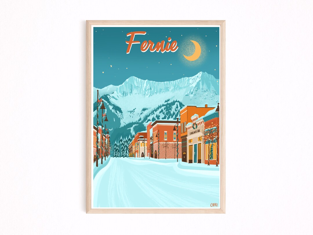 Fernie British Columbia Poster, Vintage Ski Poster, Fernie Art Print ...