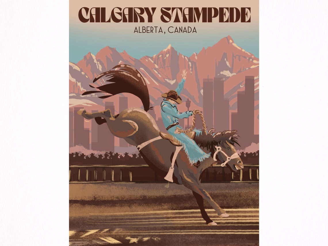 Calgary Stampede Poster, Calgary Art Print, Canadian Art, Rocky ...