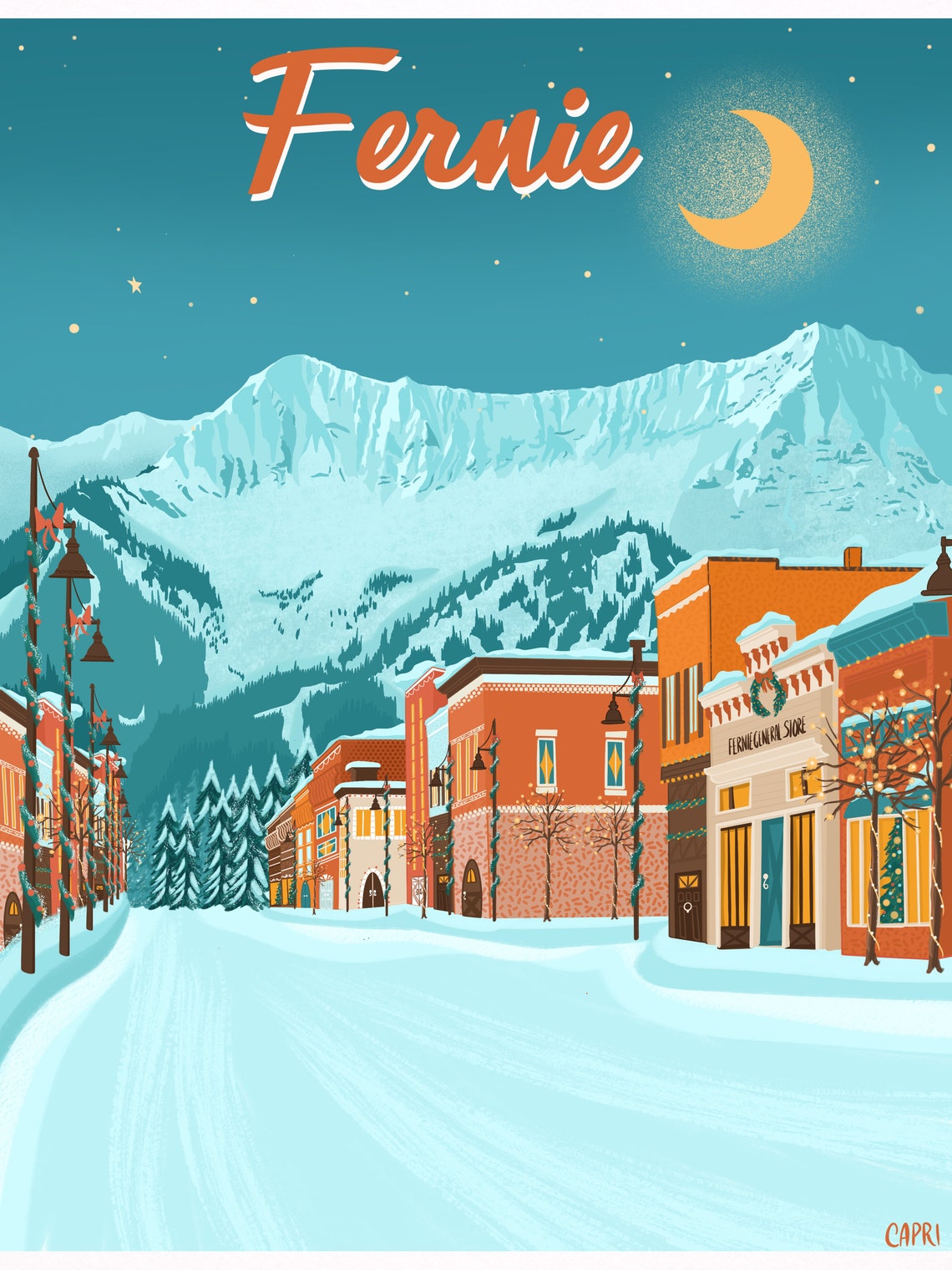 Fernie British Columbia Poster Vintage Ski Poster Fernie Art - Etsy