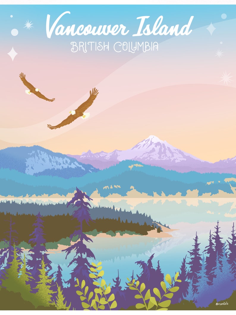 Vancouver Island Poster, Retro Art Print, British Columbia Poster ...