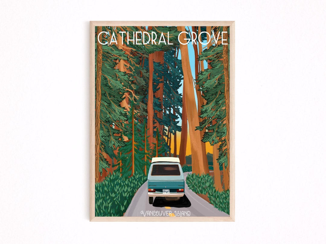 Cathedral Grove Poster, West Coast Poster , Vancouver Island Art Print ...