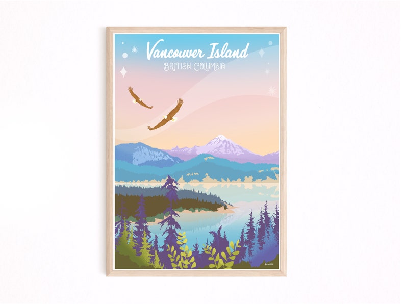 Vancouver Island Poster, Retro Art Print, British Columbia Poster ...