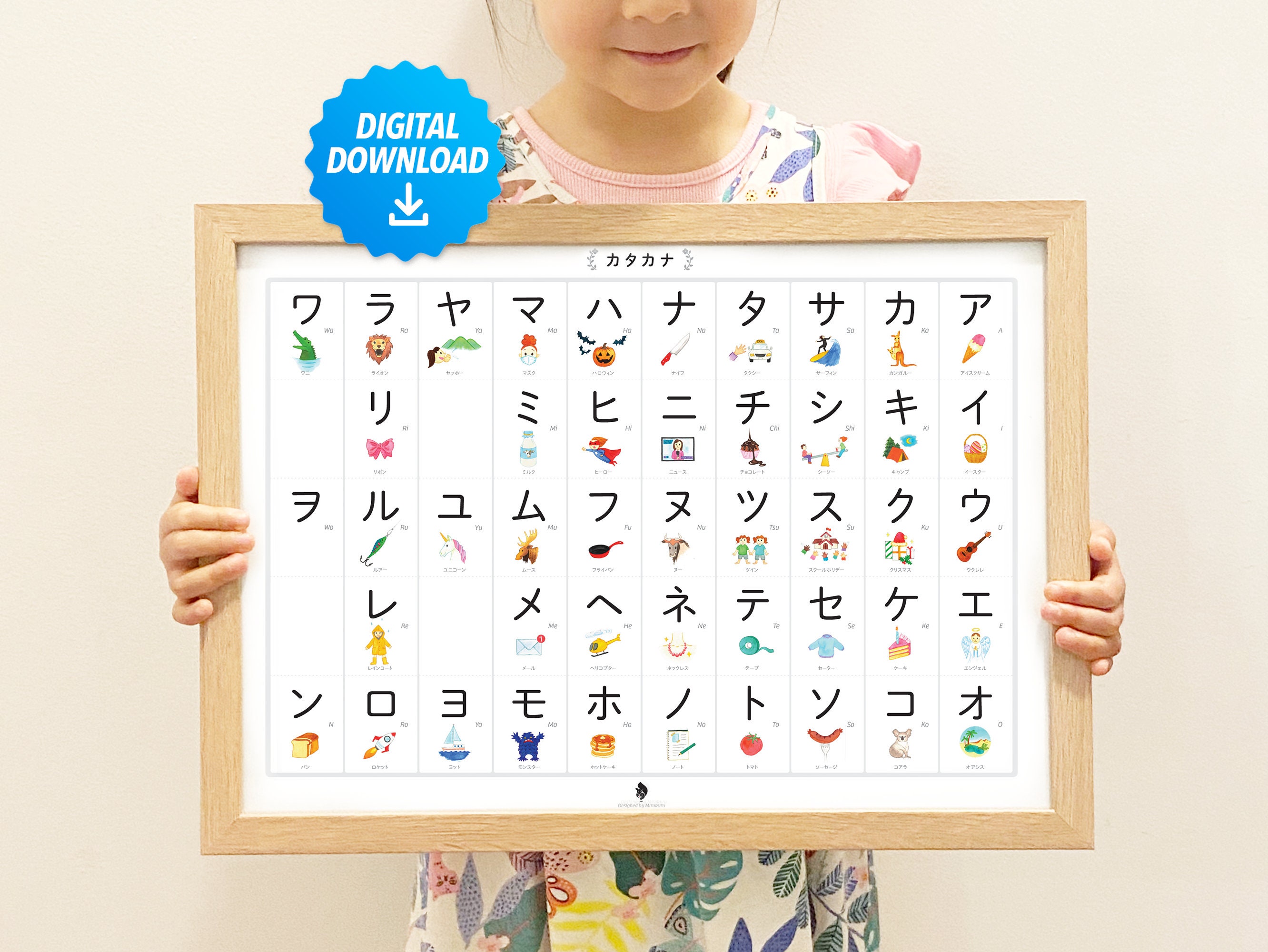 Japanese Katakana Chart Poster, Japanese Alphabet, Homeschool Printable ...