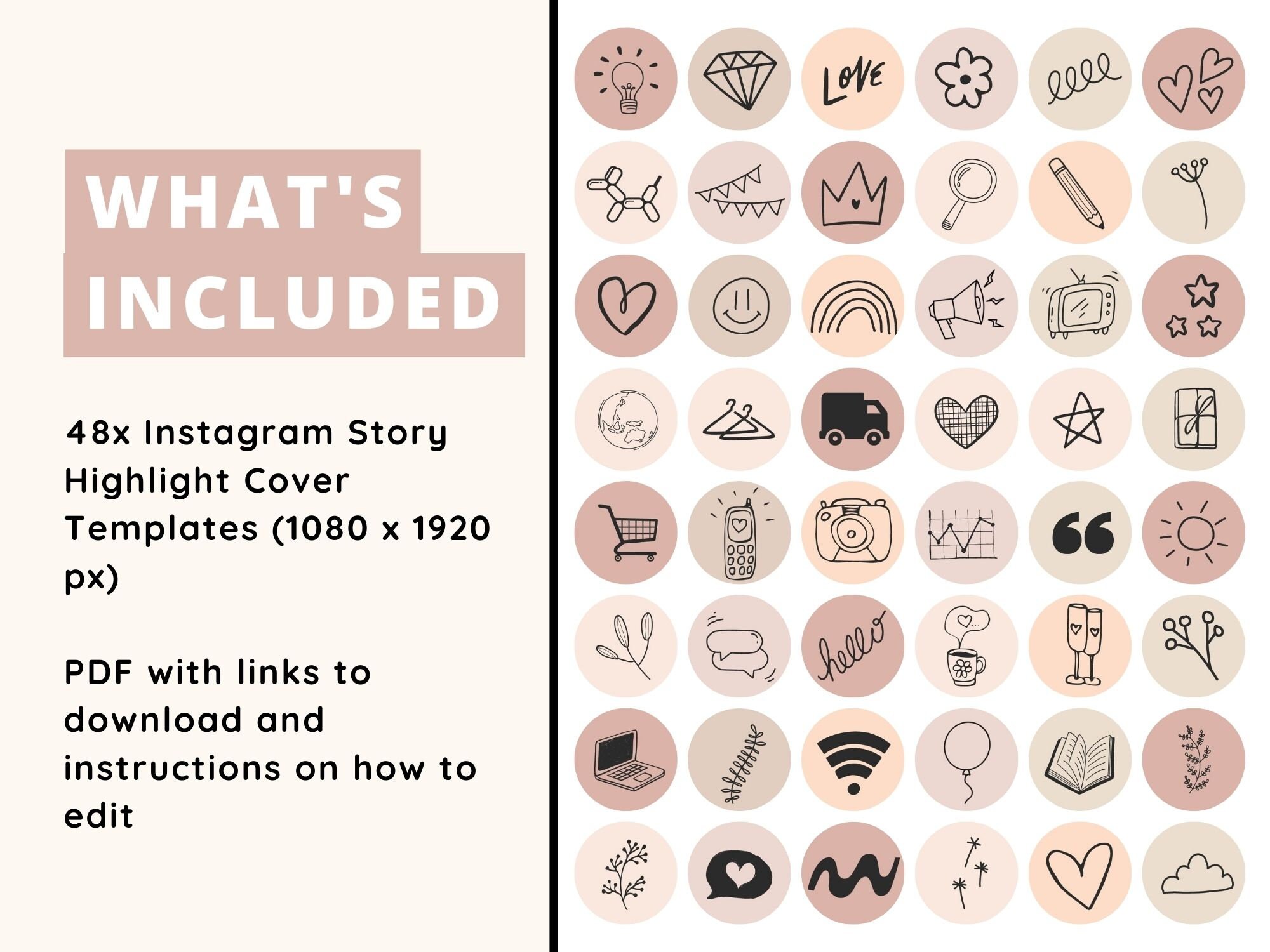 Instagram Story Highlight Cover, Canva Template, Pink Instagram ...