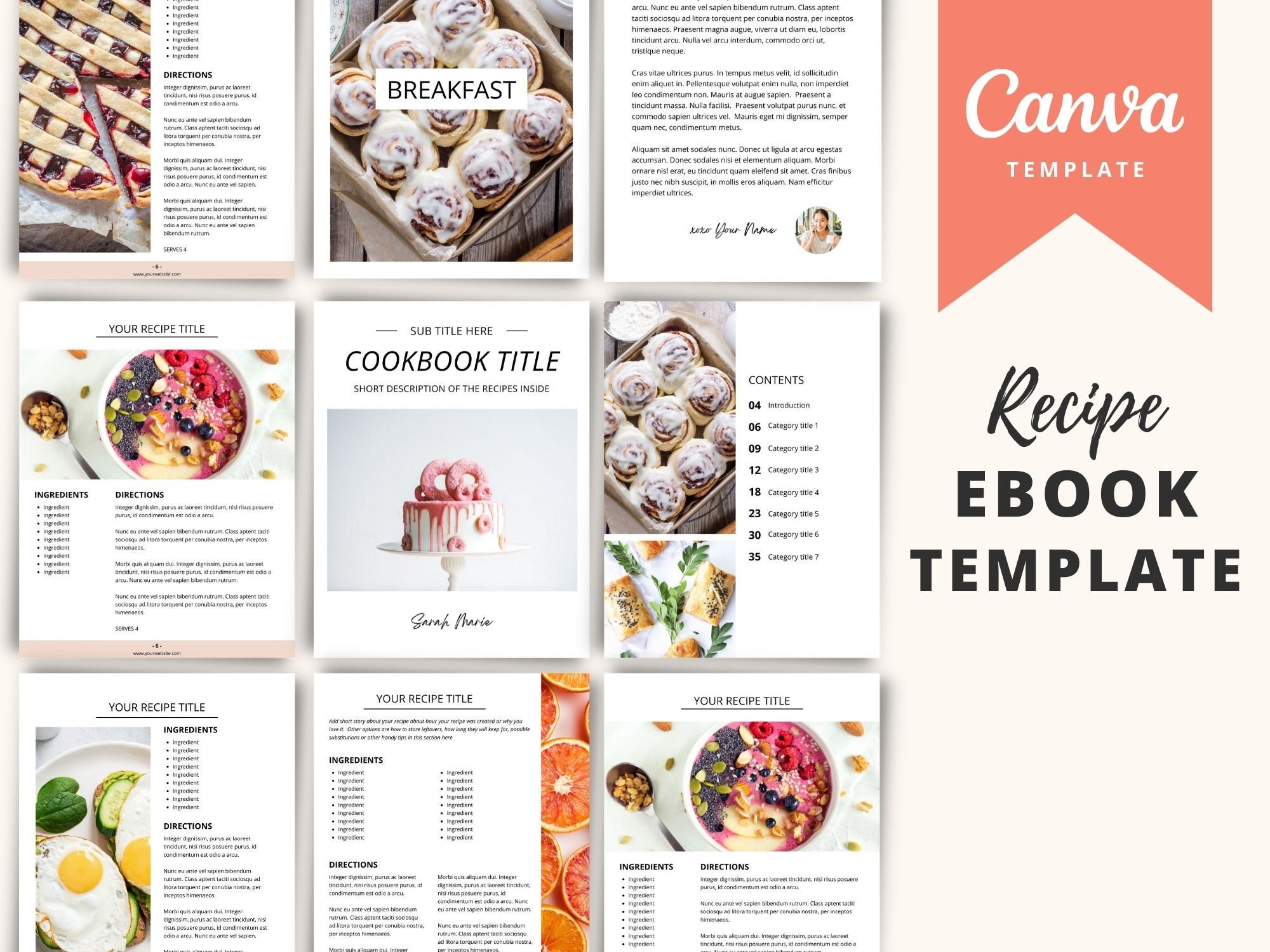 Canva Recipe Template, Editable Recipe Page, Recipe Book Template ...