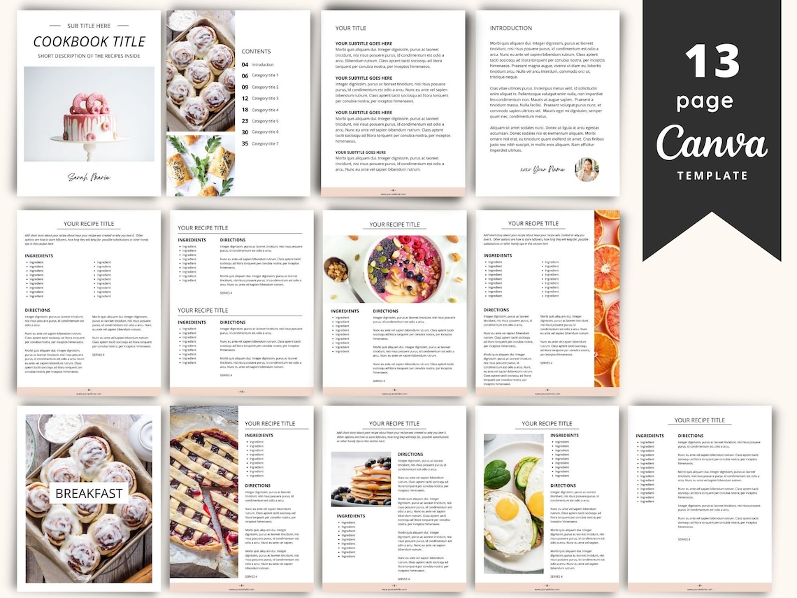 Canva Recipe Template, Editable Recipe Page, Recipe Book Template ...