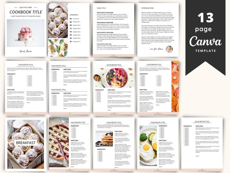 Canva Recipe Template, Editable Recipe Page, Recipe Book Template ...