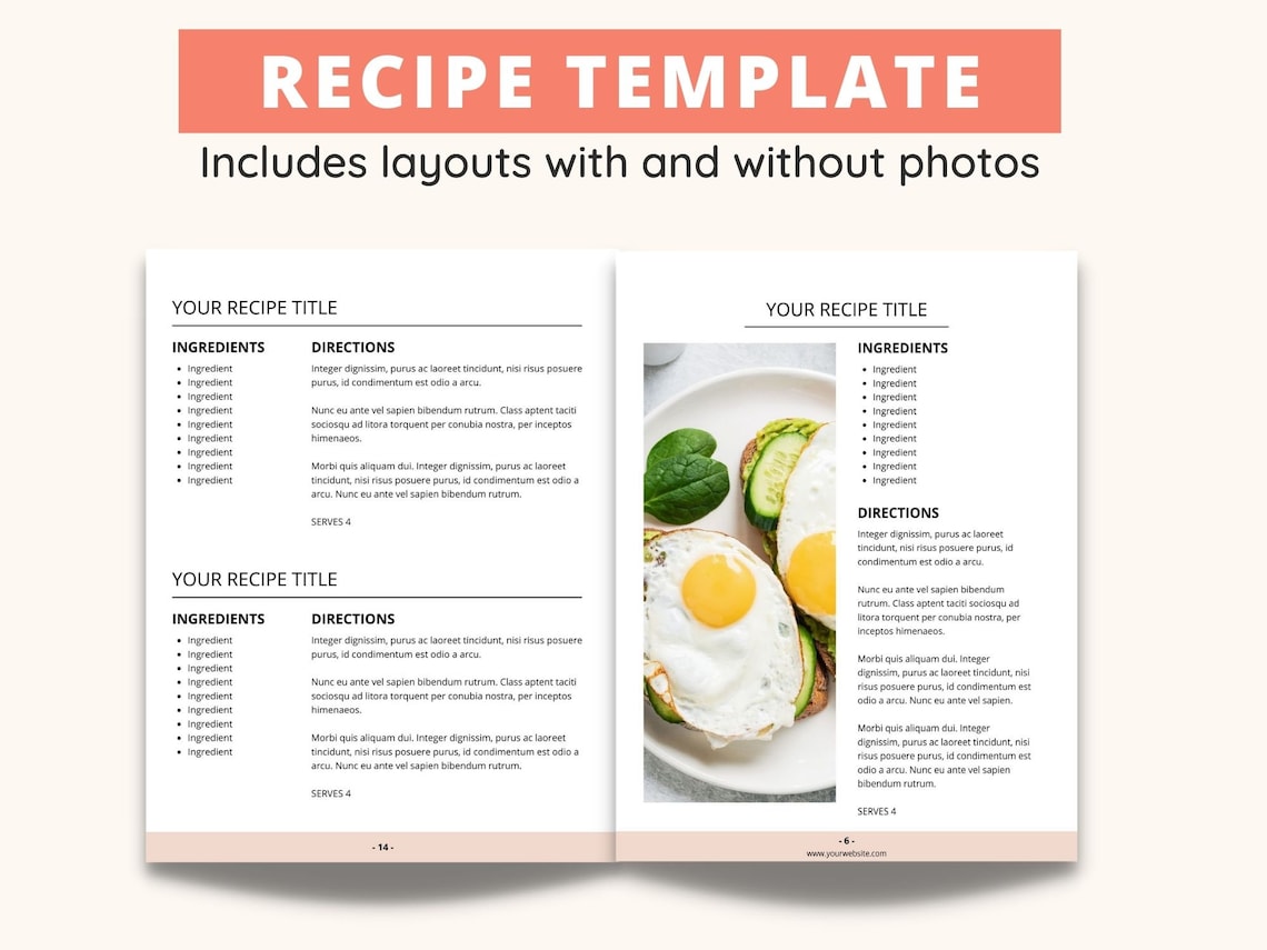 Canva Recipe Template, Editable Recipe Page, Recipe Book Template ...