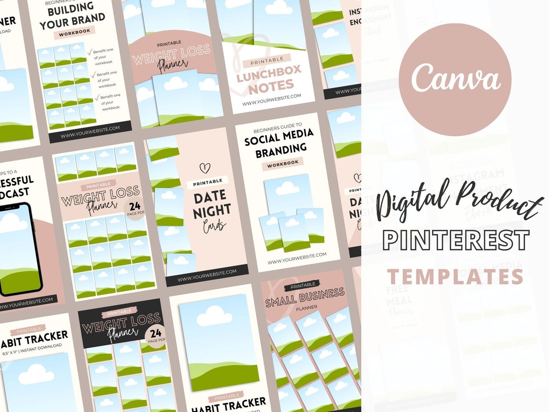 Digital Download Pinterest Templates, Marketing Small Business, Canva ...