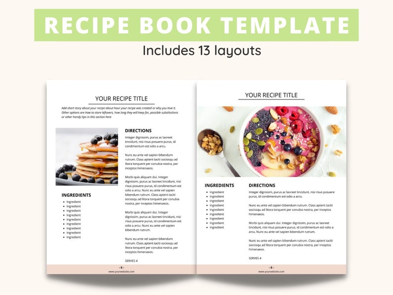 Canva Recipe Template, Editable Recipe Page, Recipe Book Template ...